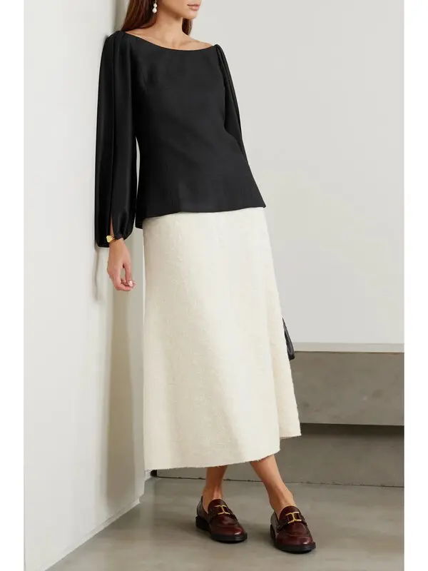 Chloé Off-the-shoulder Silk And Wool-blend Top