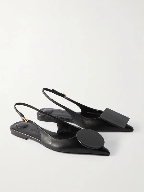Jacquemus Duelo Embellished Leather Slingback Flats