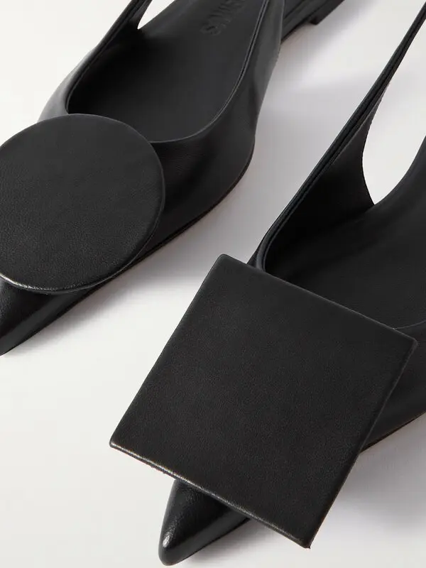 Jacquemus Duelo Embellished Leather Slingback Flats