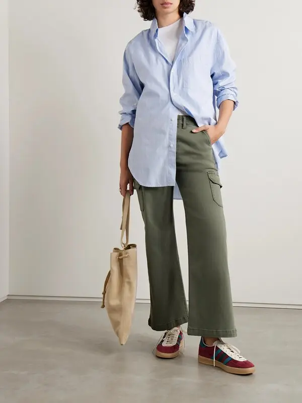 Paige Carly High-rise Cotton-blend Wide-leg Cargo Pants