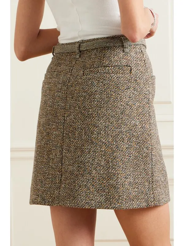 Chloé Belted Wool-blend Tweed Mini Skirt
