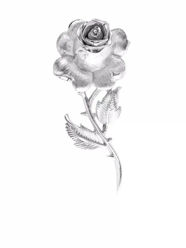 SUSAN CAPLAN 1960s Trifari Rose Motif Brooch - Silver