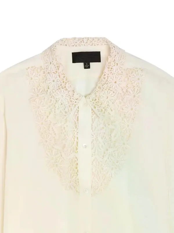 NILI LOTAN Lace Collared Shirt - Neutrals