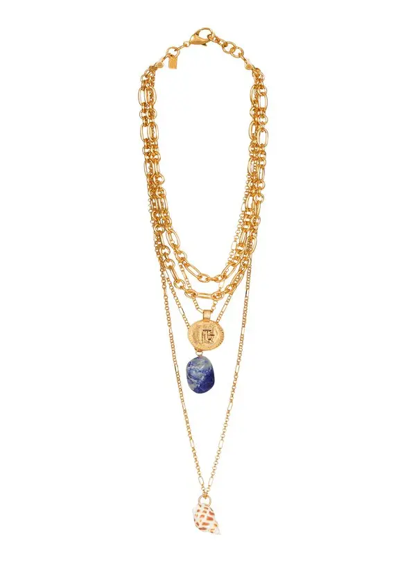 Balmain Long Charms Necklace - Gold