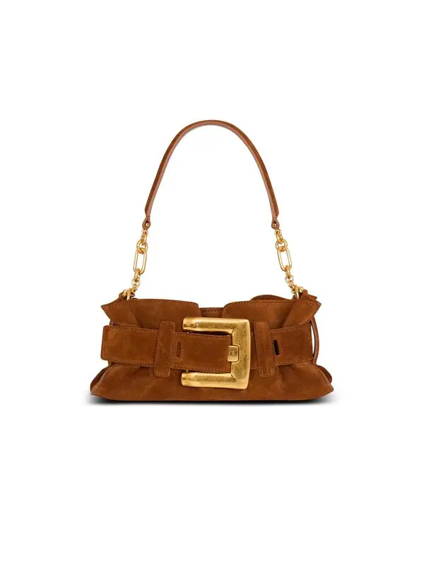 Balmain Anthem Mini Suede Leather Bag - Brown