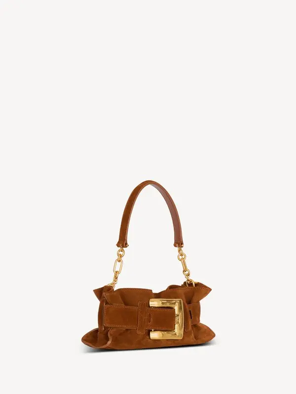 Balmain Anthem Mini Suede Leather Bag - Brown