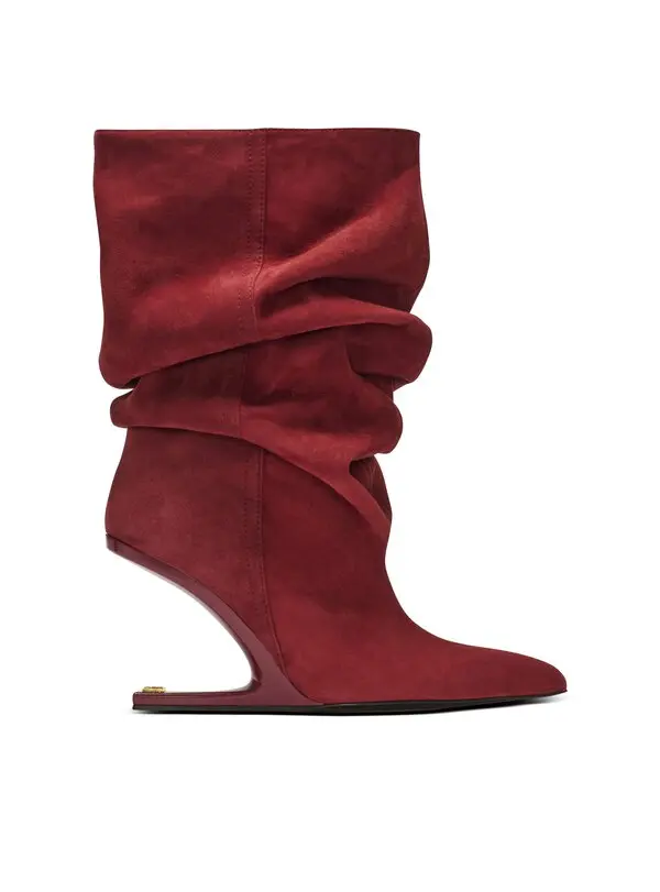 Balmain Suede Ankle Boots - Red