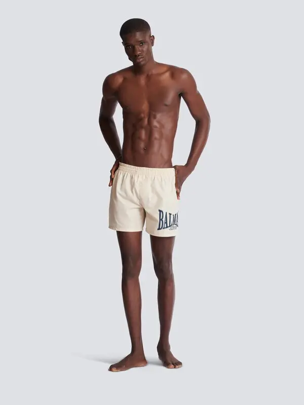 Balmain Printed Swim Shorts - Beige