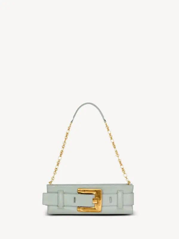 Balmain Anthem Calfskin Leather Clutch - Green