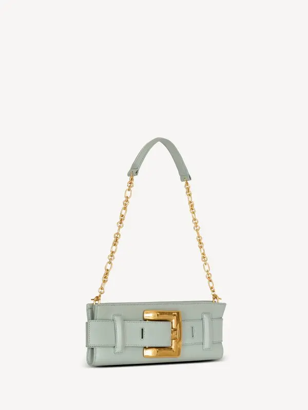 Balmain Anthem Calfskin Leather Clutch - Green