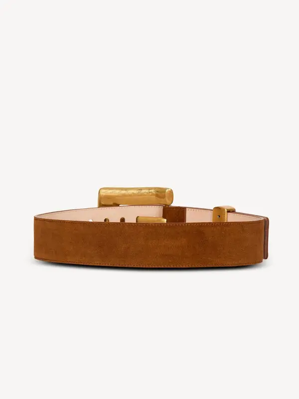 Balmain Anthem Suede Leather Belt - Brown