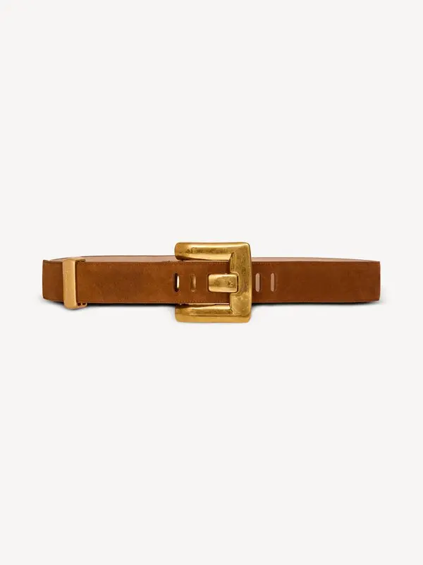 Balmain Anthem Suede Leather Belt - Brown