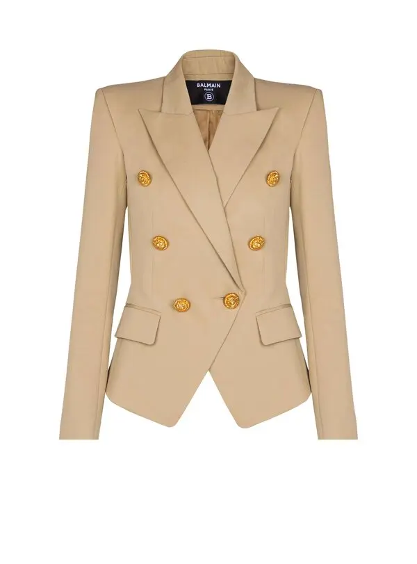 Balmain Gabardine 6-button Jacket - Beige
