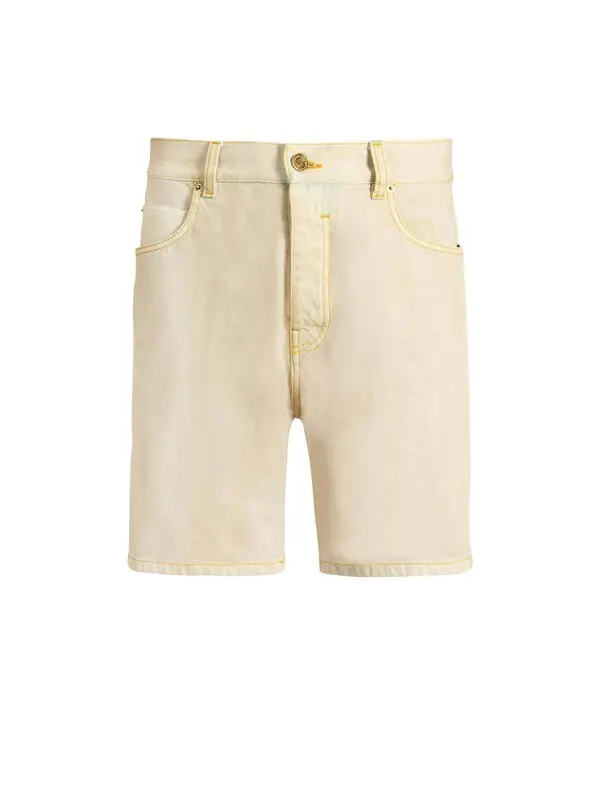Balmain Faded Denim Bermuda Shorts - Beige