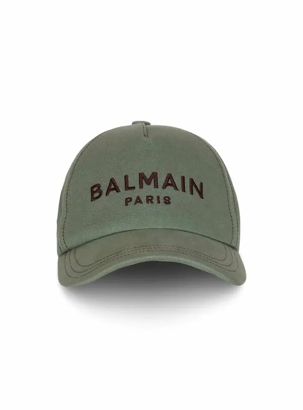 Balmain Paris Embroidered Cotton Cap - Green