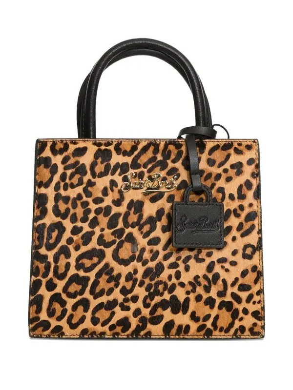 MC2 SAINT BARTH Leopard Print Leather Mini Shopper