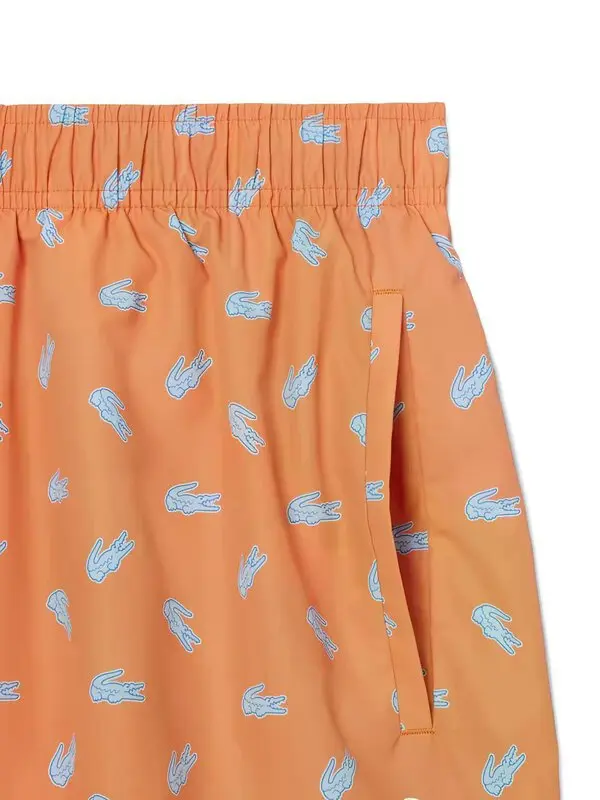 Lacoste Crocodile-print Swim Shorts - Orange