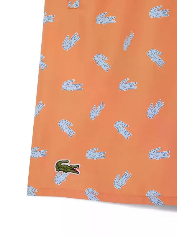 Lacoste Crocodile-print Swim Shorts - Orange
