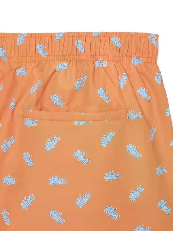 Lacoste Crocodile-print Swim Shorts - Orange