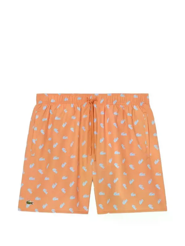 Lacoste Crocodile-print Swim Shorts - Orange