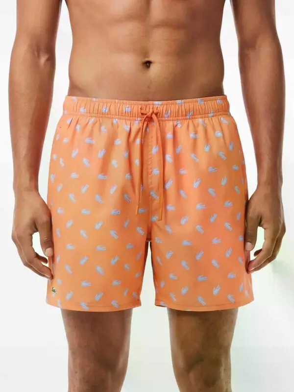 Lacoste Crocodile-print Swim Shorts - Orange
