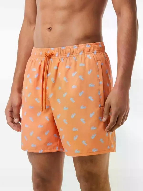 Lacoste Crocodile-print Swim Shorts - Orange