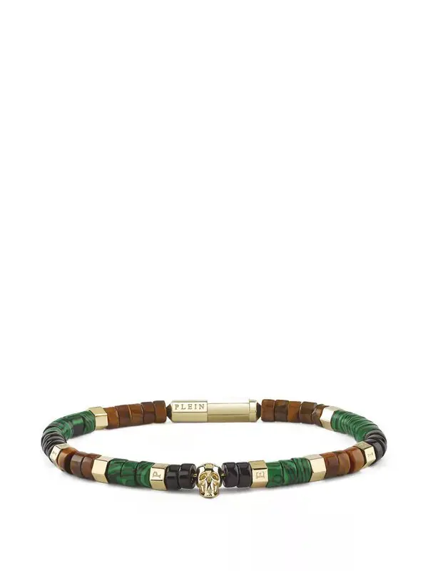 Philipp Plein Beaded Bracelet With Logo Detail - Gold