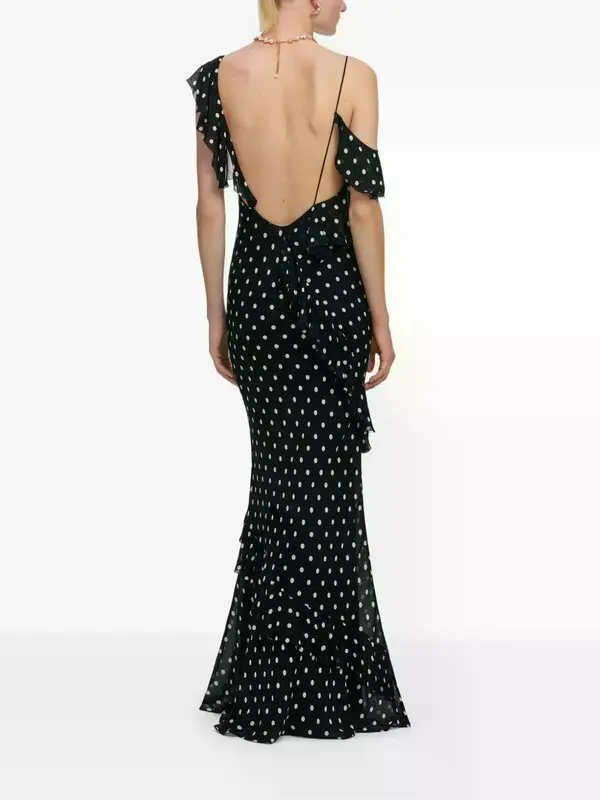 SELF-PORTRAIT Georgette Polka Dot Ruffled Maxi Dress