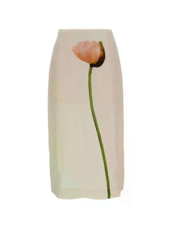Simone Rocha Floral Print Midi Skirt - Neutrals