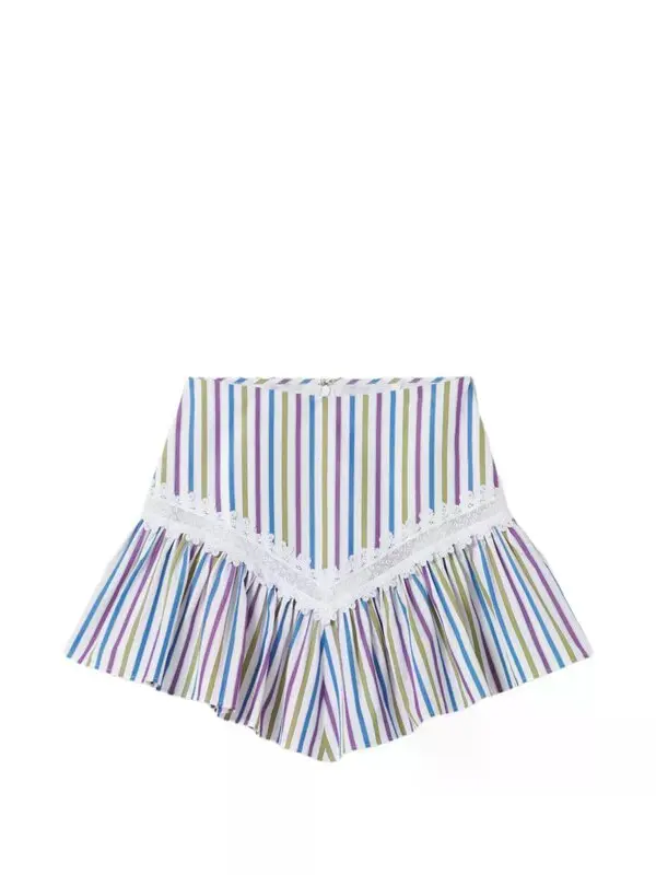 Claudie Pierlot Striped Lace Trim Mini Skirt - White
