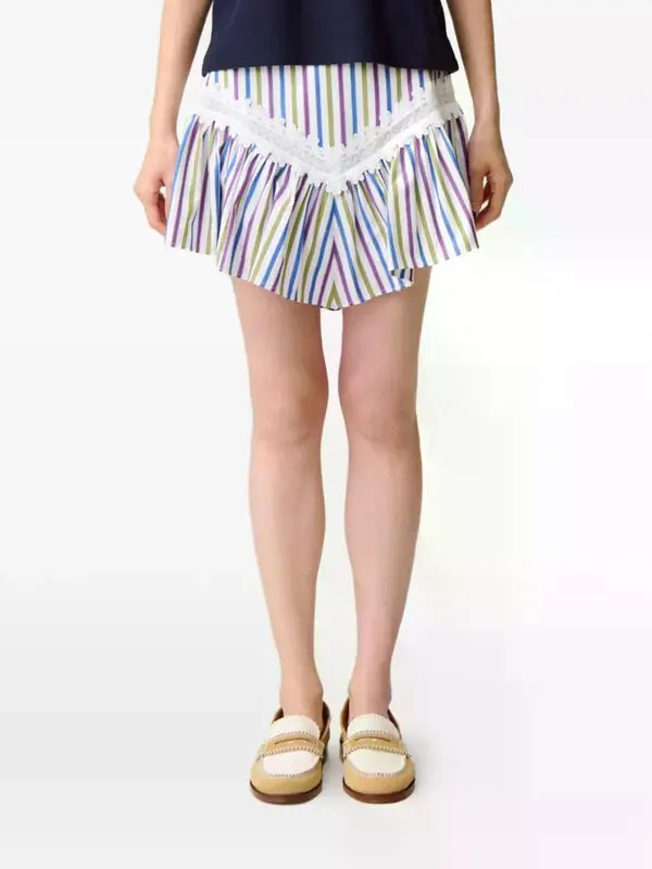 Claudie Pierlot Striped Lace Trim Mini Skirt