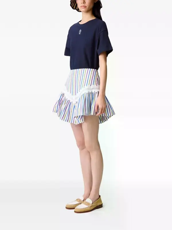 Claudie Pierlot Striped Lace Trim Mini Skirt