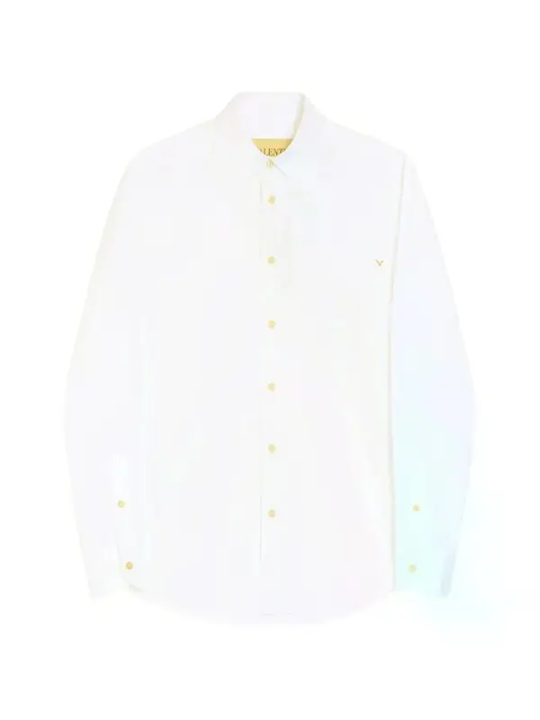 Valentino Garavani Oxford Cotton Shirt With Vgold - White