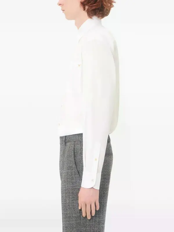 Valentino Garavani Oxford Cotton Shirt With Vgold - White