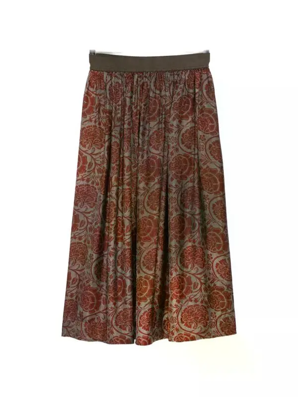 UMA WANG Floral-print Flared Skirt - Red