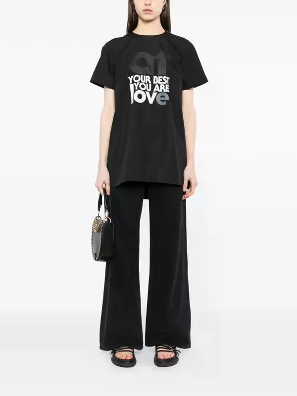 Sacai Text-print Pleated T-shirt