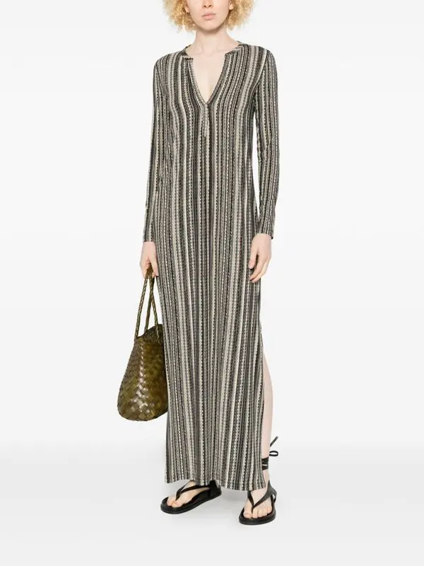 SIYU Baez Kaftan Maxi Dress With V-neck And Side Slits - Multi