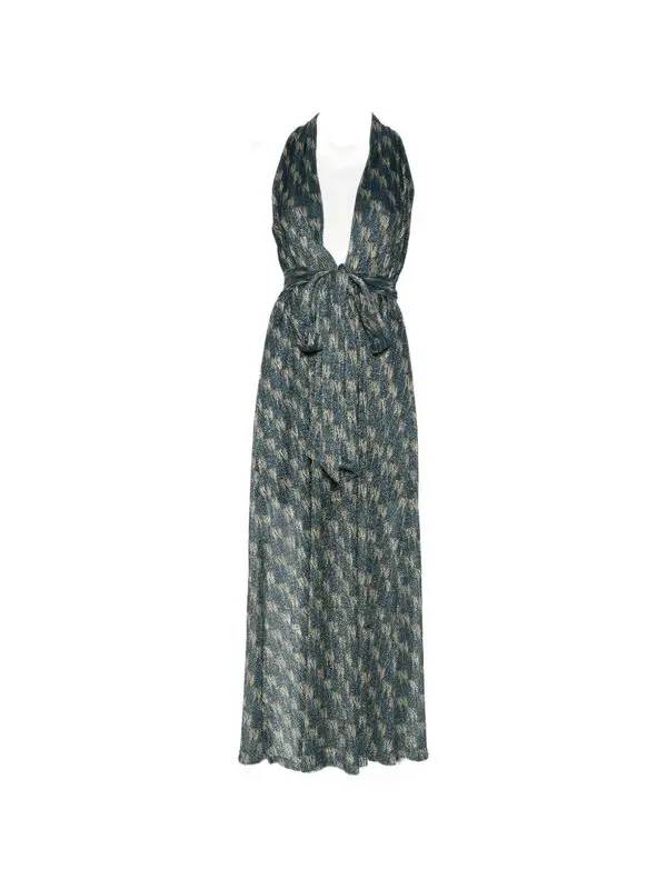 SIYU Printed V-neck Maxi Dress