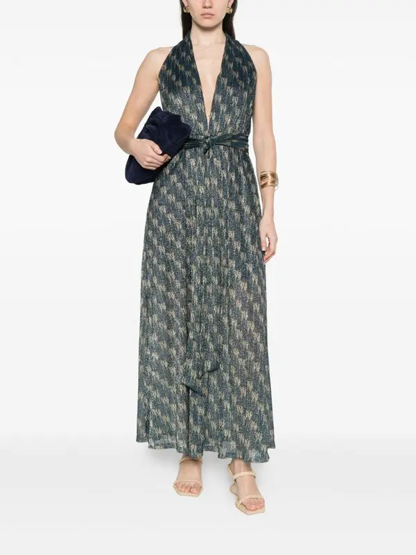 SIYU Printed V-neck Maxi Dress