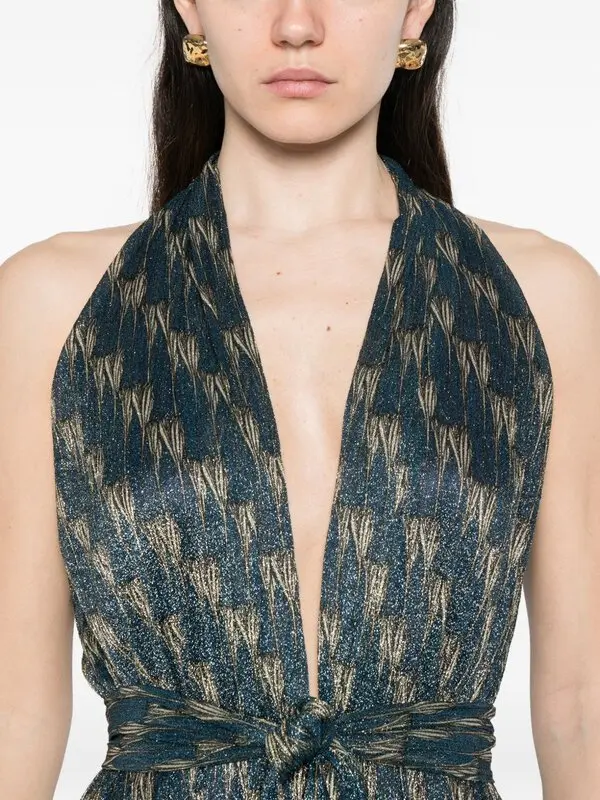 SIYU Printed V-neck Maxi Dress