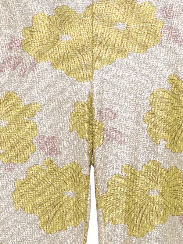 SIYU Floral Print Flared Trousers - Green