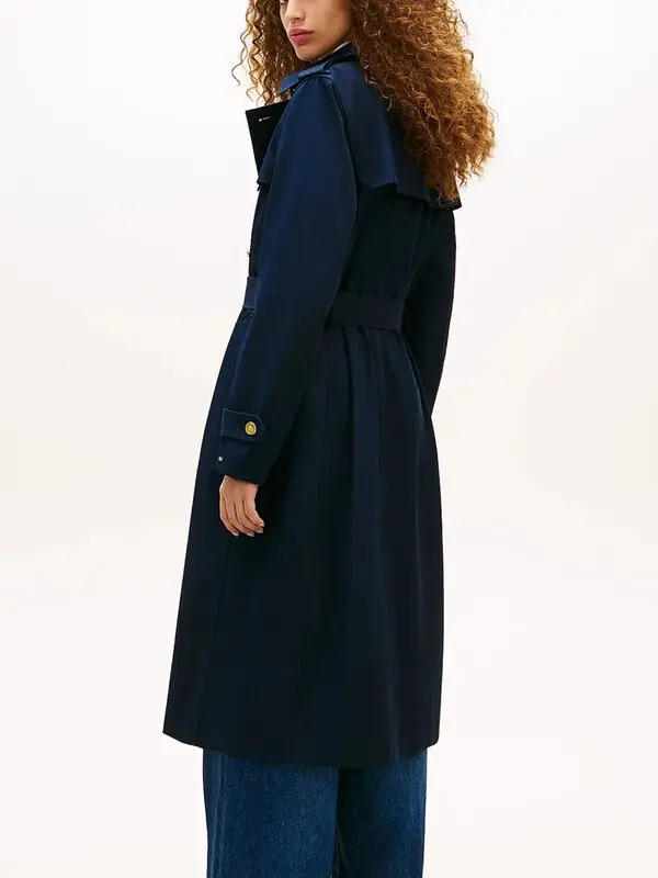Tommy Hilfiger Slim Fit Trench Coat With Buttons - Blue