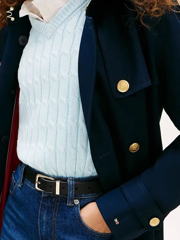Tommy Hilfiger Slim Fit Trench Coat With Buttons - Blue