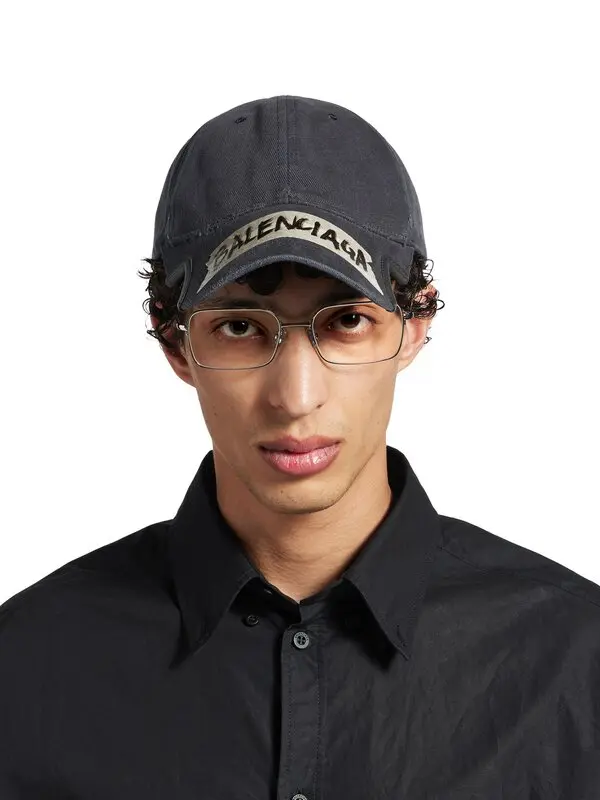 Balenciaga Baseball Cap With Tape Detail - Black