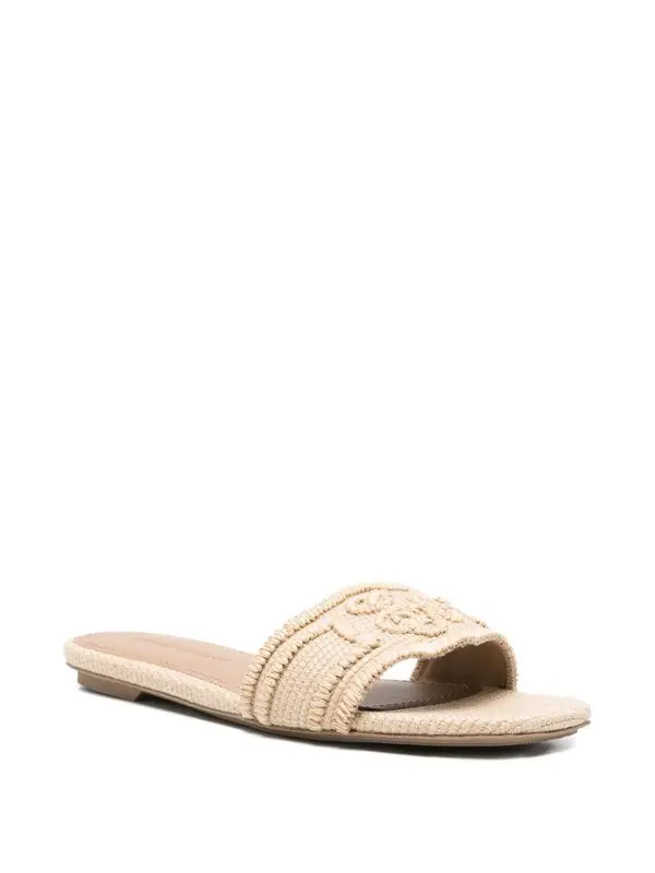 Emporio Armani Rafia Flat Sandals - Beige
