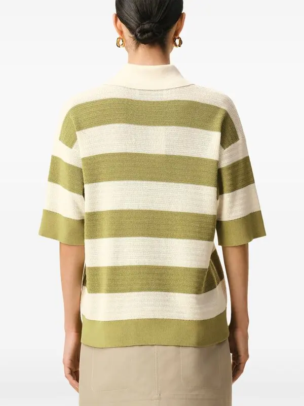 AMI Paris De Coeur Striped Polo Shirt