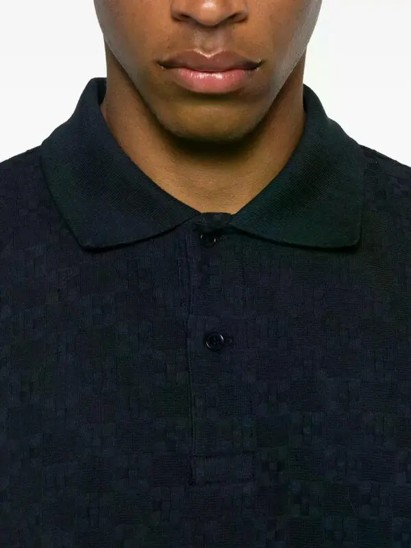 Sandro Square-pattern Polo Shirt - Blue