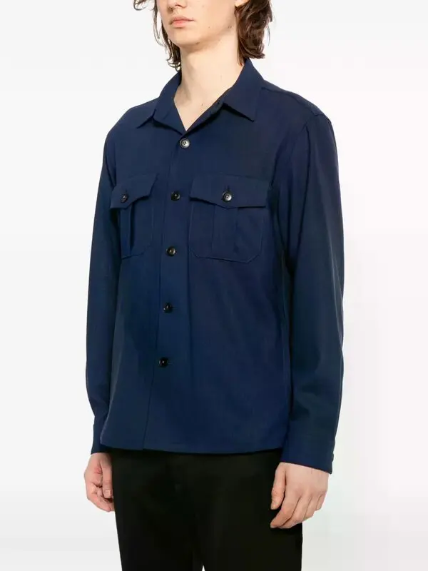 Canali Front-pocket Shirt Jacket - Blue