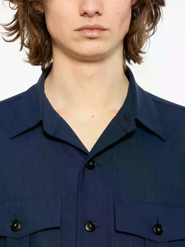 Canali Front-pocket Shirt Jacket - Blue