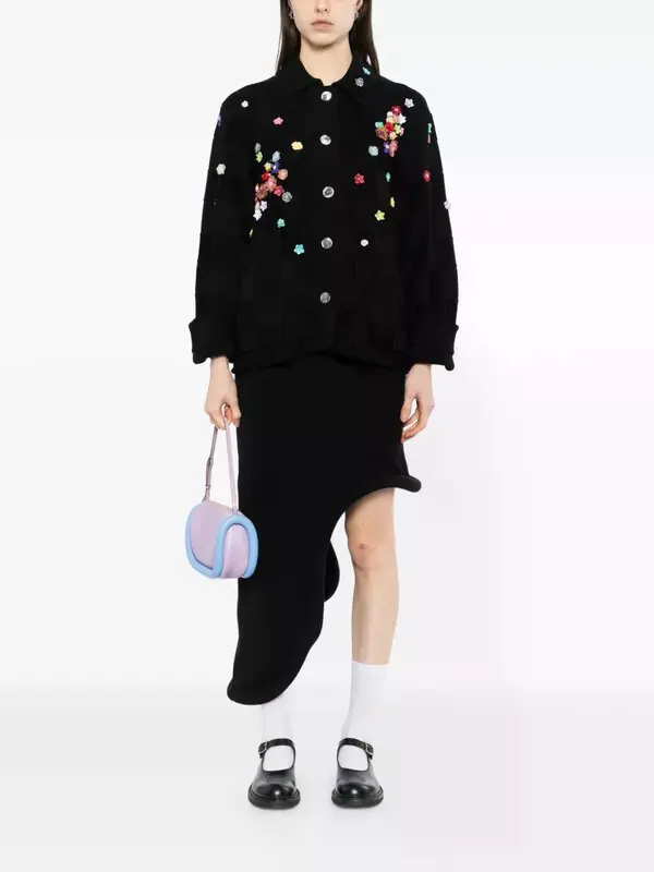 YANYAN Floral-embellished Check Cardigan